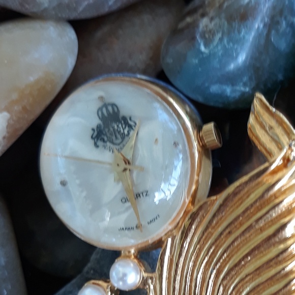 ivana trump | Jewelry | Ivana Trump Watch Pendant Pin Gold Pearl Fish ...
